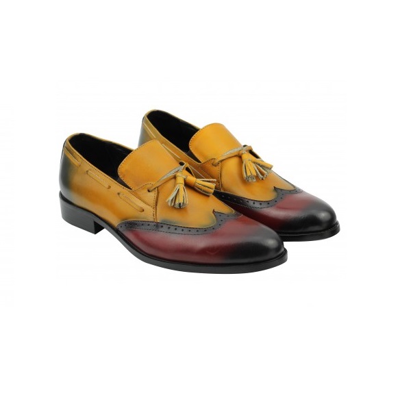Mixed Color Tassel Loafer Men's Shoes Made To Order Slip On Wingtip ...