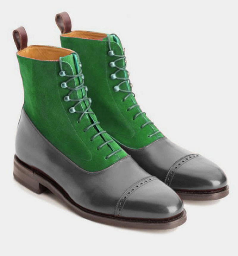 Handmade Two Tone Patina Cap Toe Suede Leather Contrast Sole Formal ...